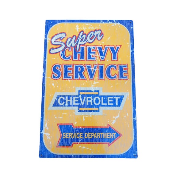 Metal Supper Chevy Service Sign | Old Time "E" Antiques