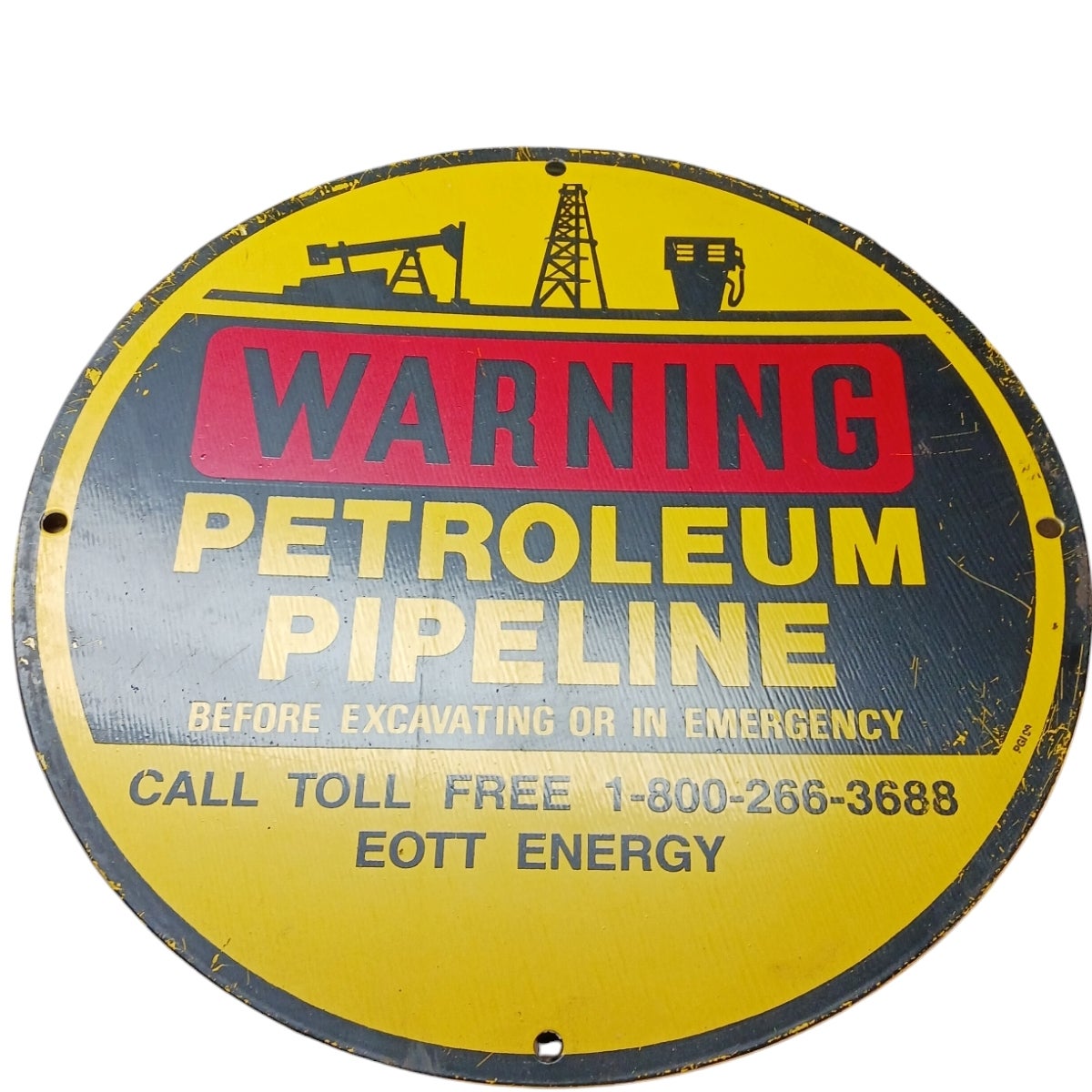Retired Metal Petroleum Pipeline Sign | Old Time "E" Antiques